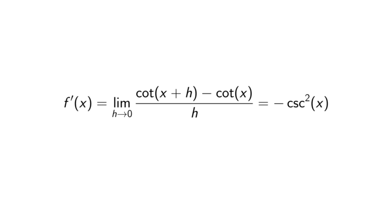 Derivative of cot(x) using First Principle of Derivatives - [Full Solution]